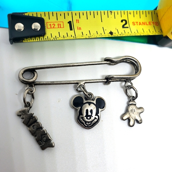 Disney | Jewelry | Mickey Mouse Pin Brooch Dangle Charms Antique Silver ...